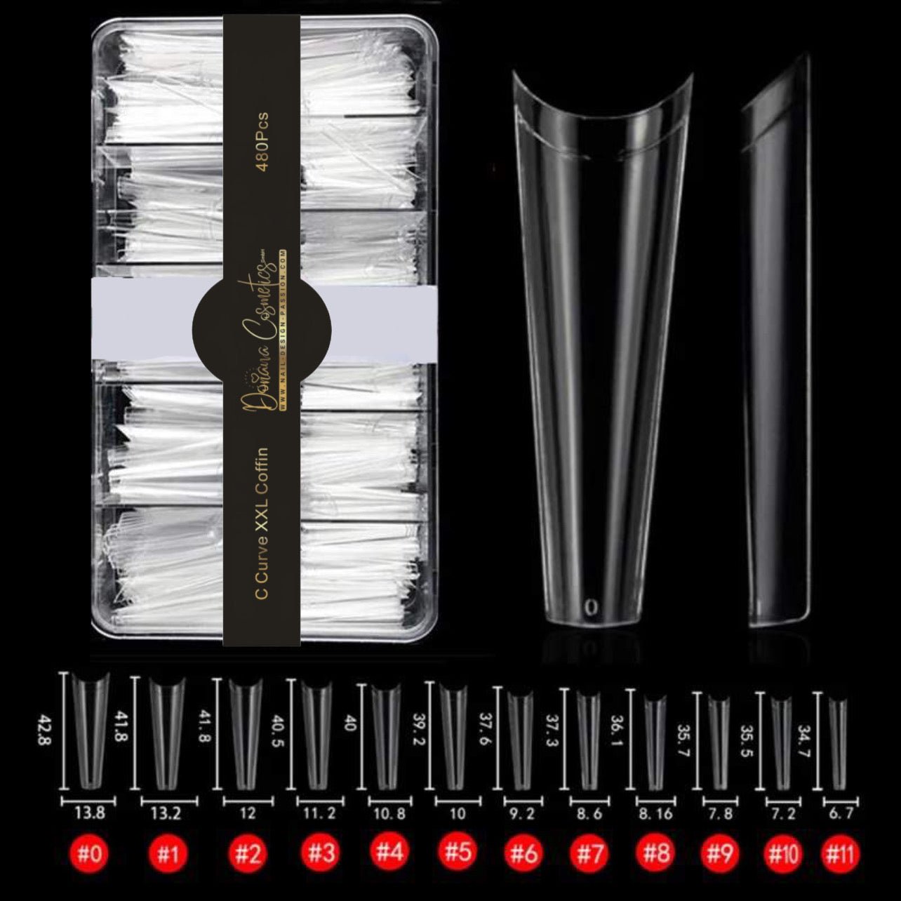 C Curve XXL Coffin Tips - Clear – Doriana Cosmetics GmbH