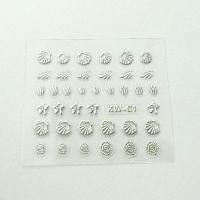 Muschel Silber - 3D Selbstklebende Sticker – Doriana Cosmetics GmbH